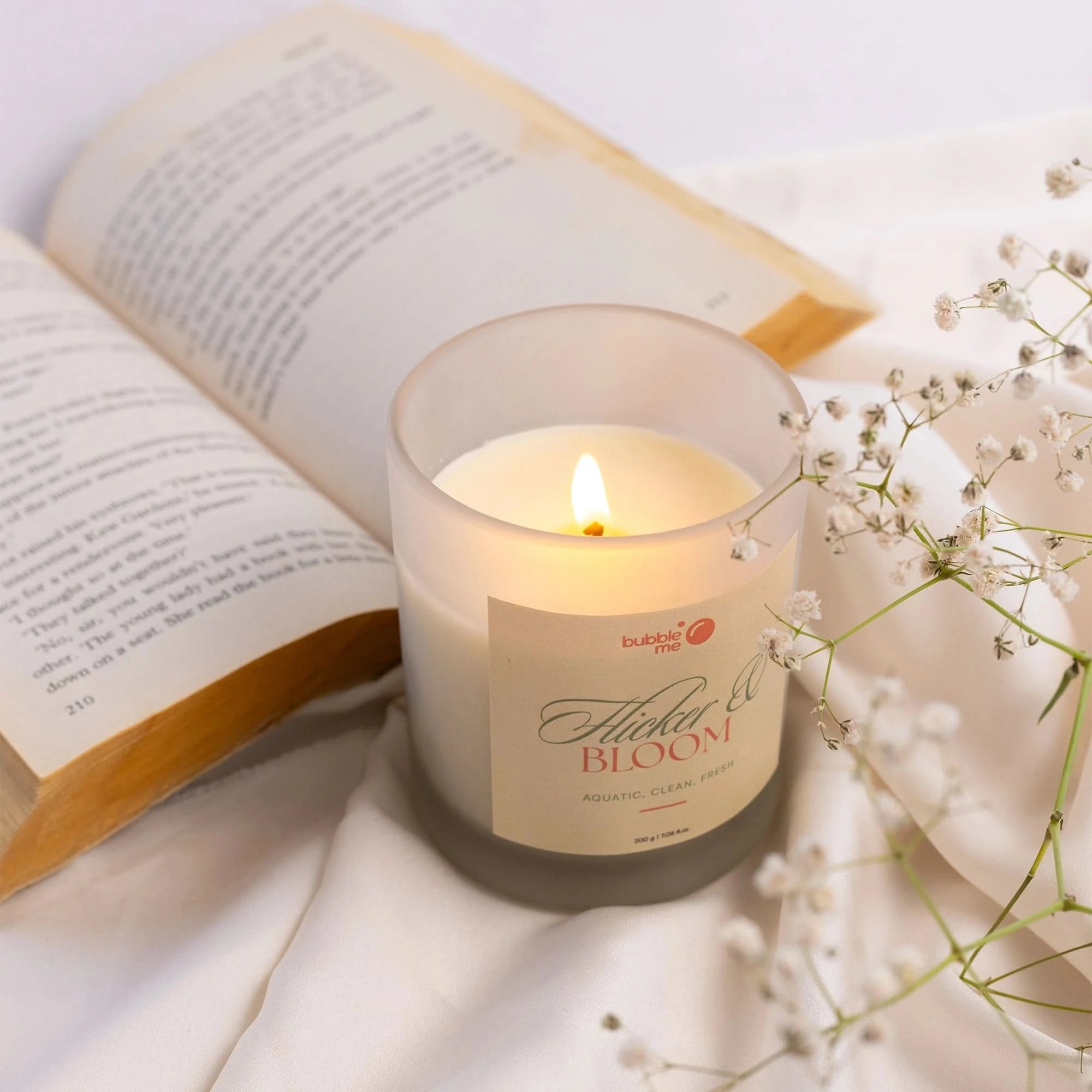 Buy Flicker & Bloom Candles | Natural Soy Wax & Cotton Wicks – Bubble Me