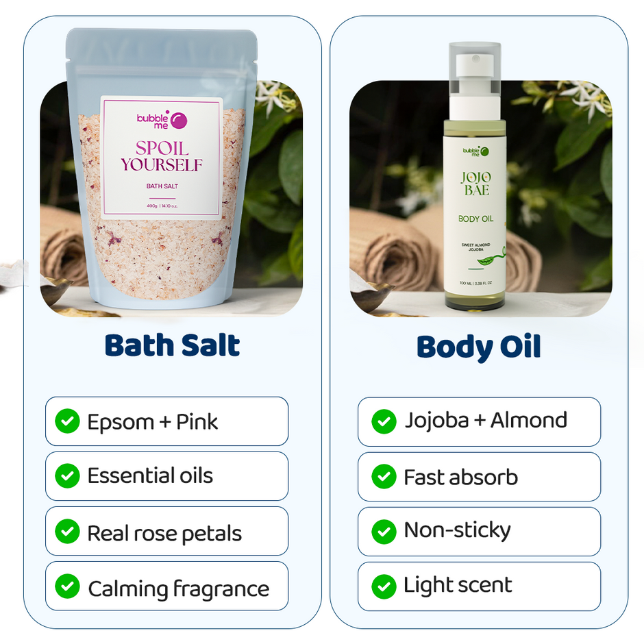 Magnesium Soak Duo | Spoil Yourself Bath Salt + Pure Epsom Salt – Bubble Me