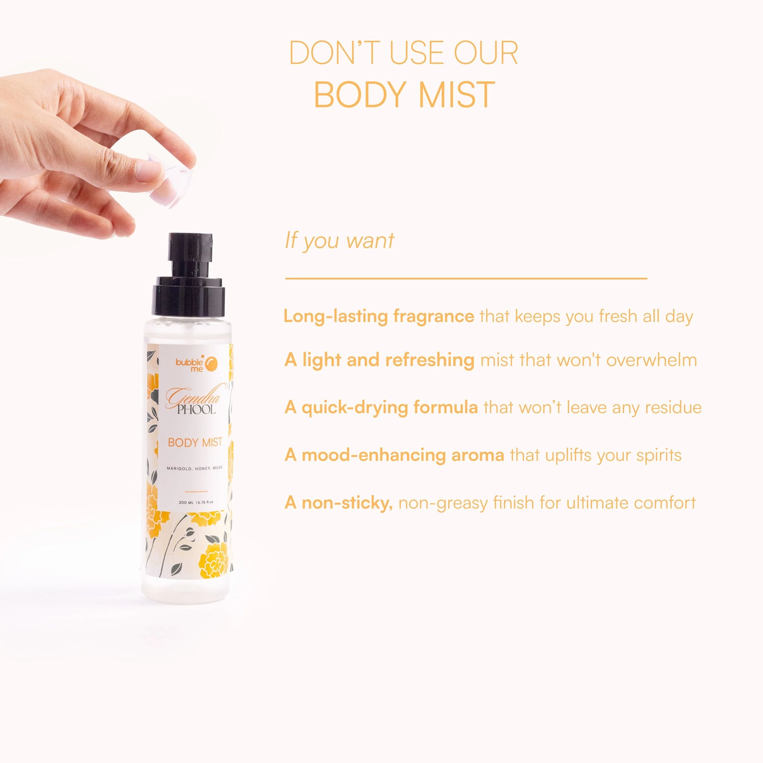 Buy Vegan, Paraben & Sulfate-Free Genda Phool Body Mist Perfume – Bubble Me